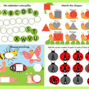 Toddler Spring Printable Busy Book / Insects Activity Worksheets ...