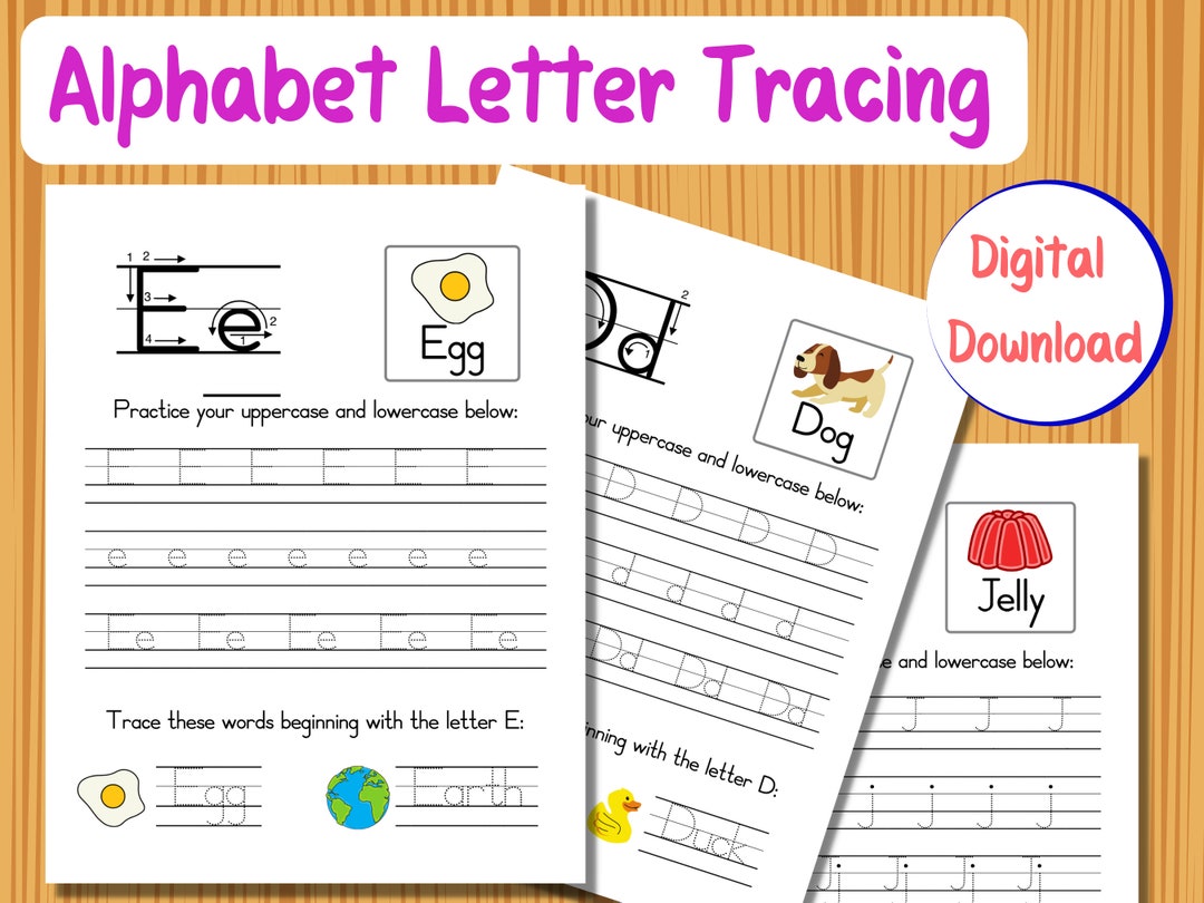 Alphabet Letter Tracing Worksheets/ Alphabet Writing Practice / Abcs ...