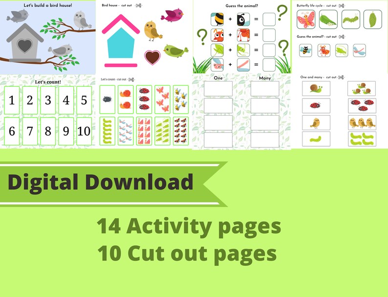 Toddler Spring Printable Busy Book / Insects Activity Worksheets ...