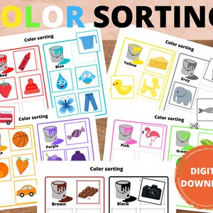 COLOR SORTING Printable Activity Pages for Toddlers/ Colors Busy Book ...