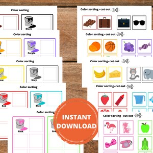 COLOR SORTING Printable Activity Pages for Toddlers/ Colors Busy Book ...