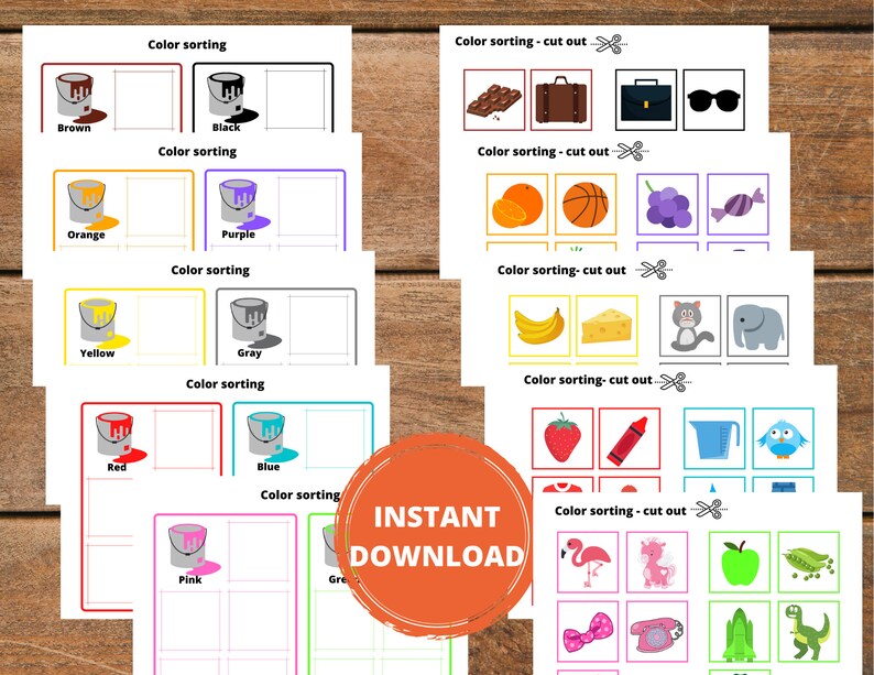COLOR SORTING Printable Activity Pages for Toddlers/ Colors Busy Book ...