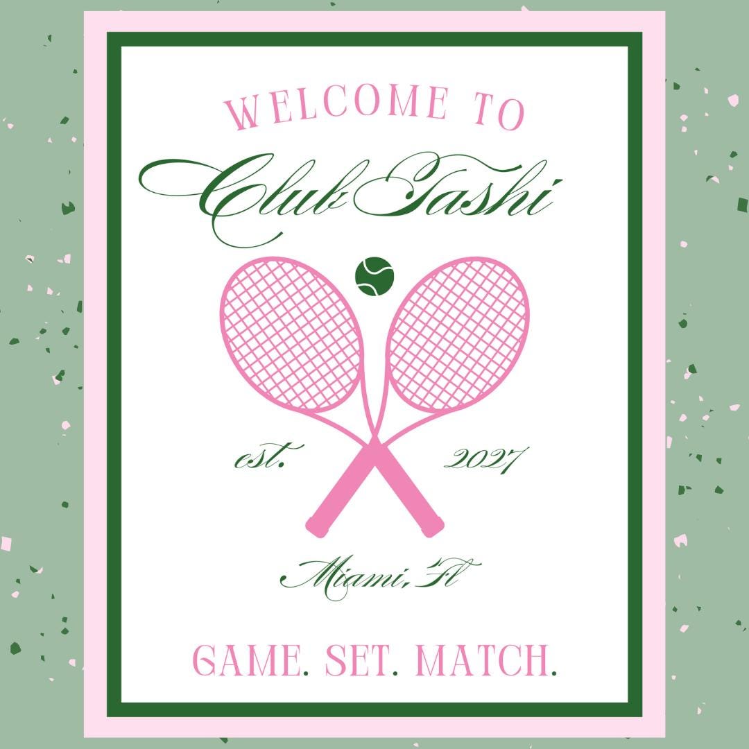 Tennis Party Welcome Sign | Pink Preppy Canva Template (digital ...