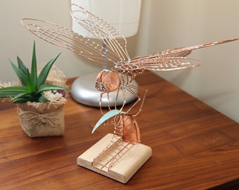 Small Flame-colored Copper Dragonfly-handcrafted Nature Sculpture - Etsy
