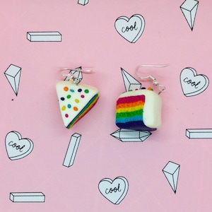 Rainbow Cake Earrings - Etsy UK