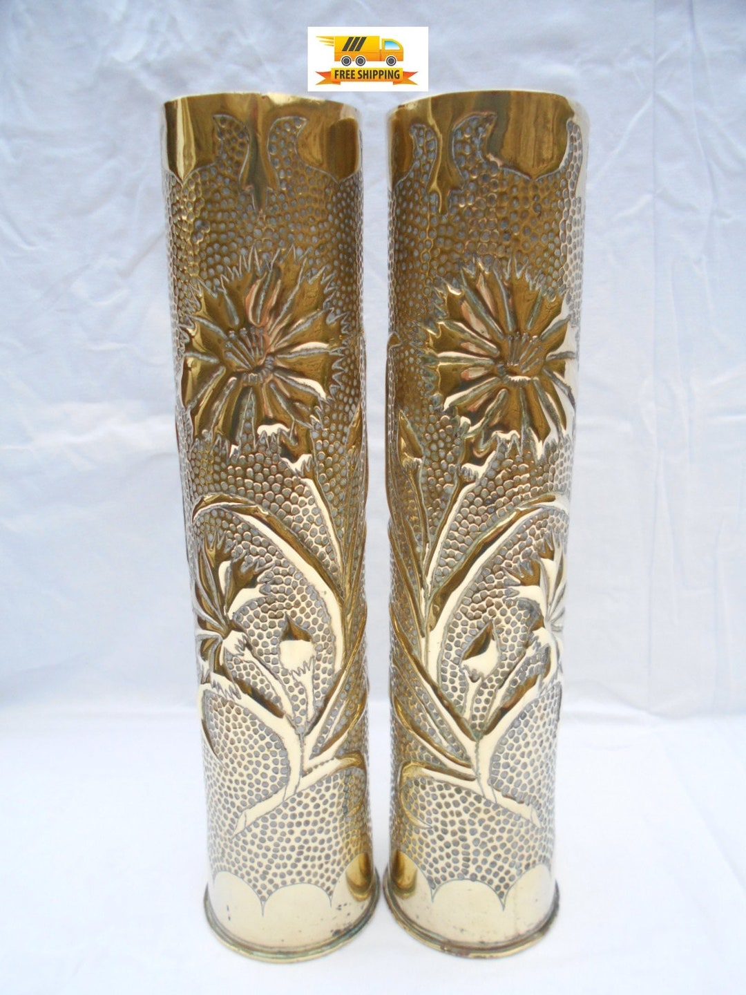 WW1 Trench Art Brass 75 DE C Artillery Shell Casings Set of 2 - Etsy