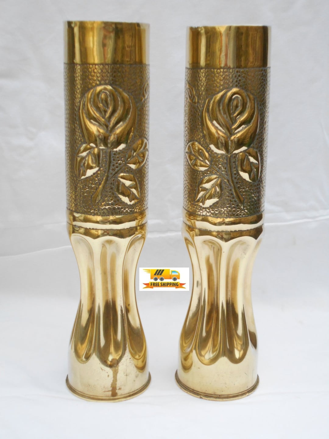 WW1 Trench Art Brass 75 DE C Artillery Shell Casings Set of 2 - Etsy