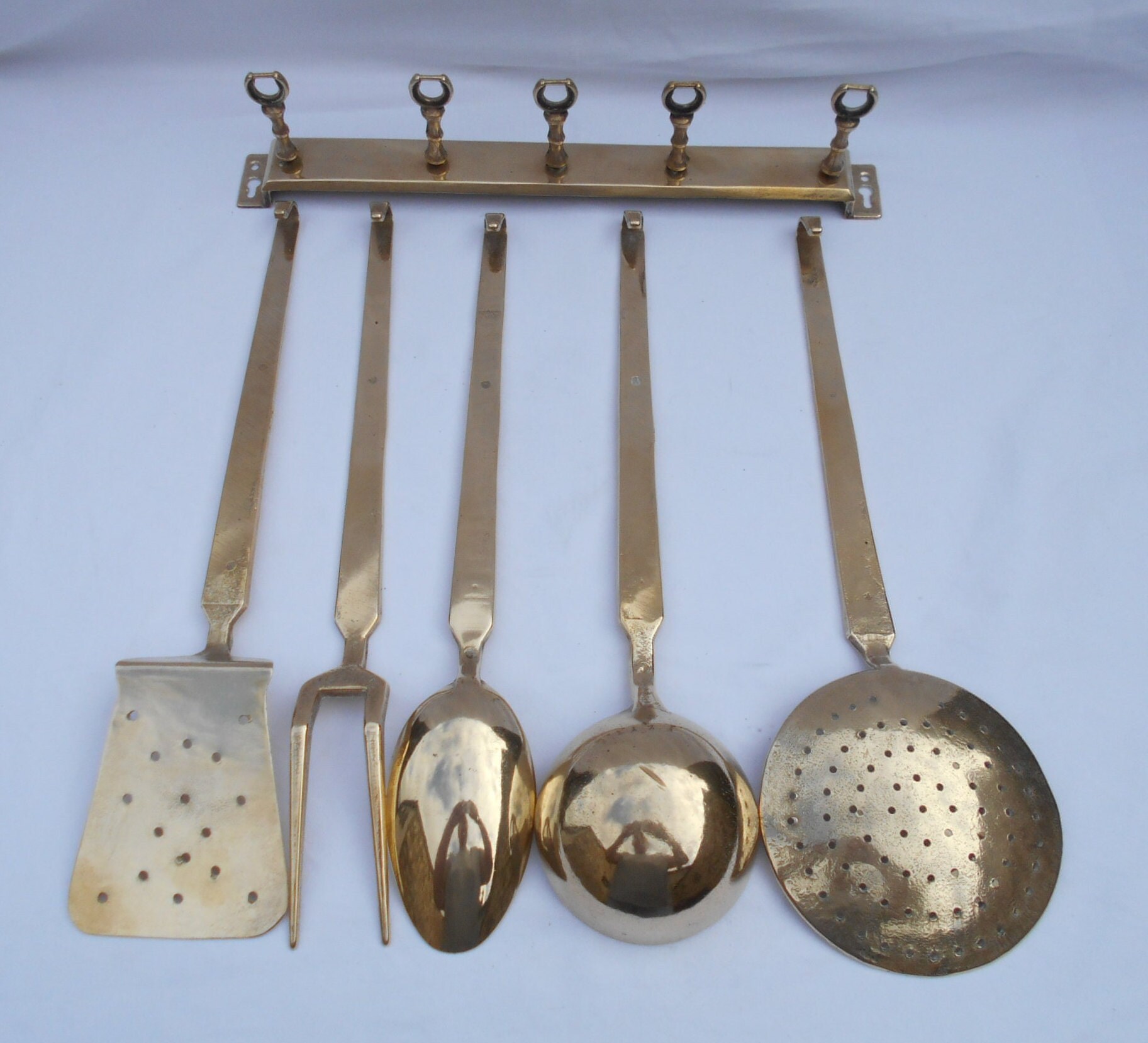 Vintage French Brass Kitchen Utensil Set, Quailty Set of 5 Brass ...