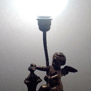 Vintage French Gold Gilt Winged Angel Lamp With Globe Shade, Unique ...