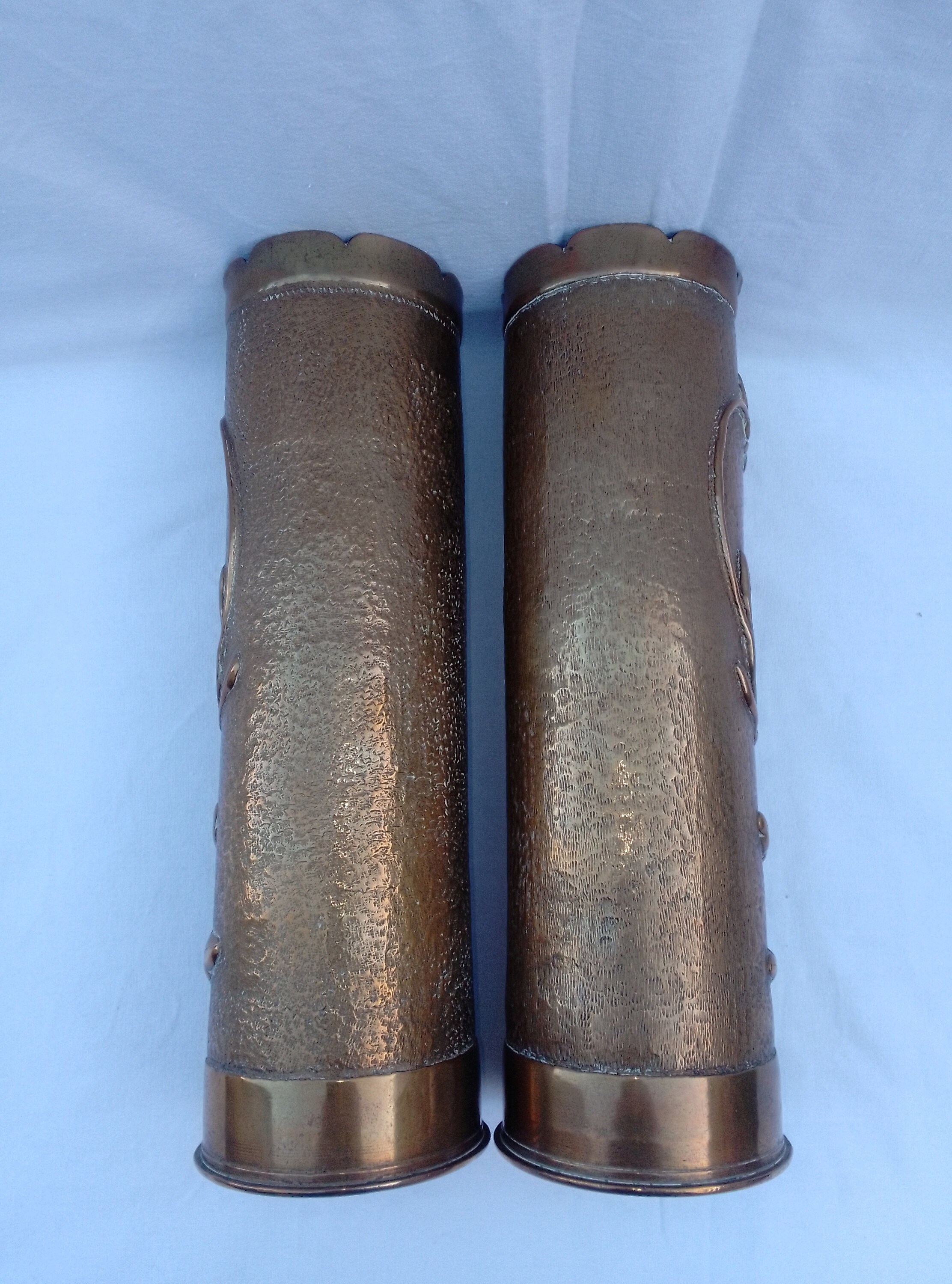 Pair of WW1 Trench Art Brass 75 DE C Artillery Shell Casings Set of 2 ...