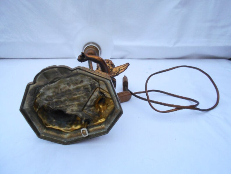 Vintage French Gold Gilt Winged Angel Lamp With Globe Shade, Unique ...