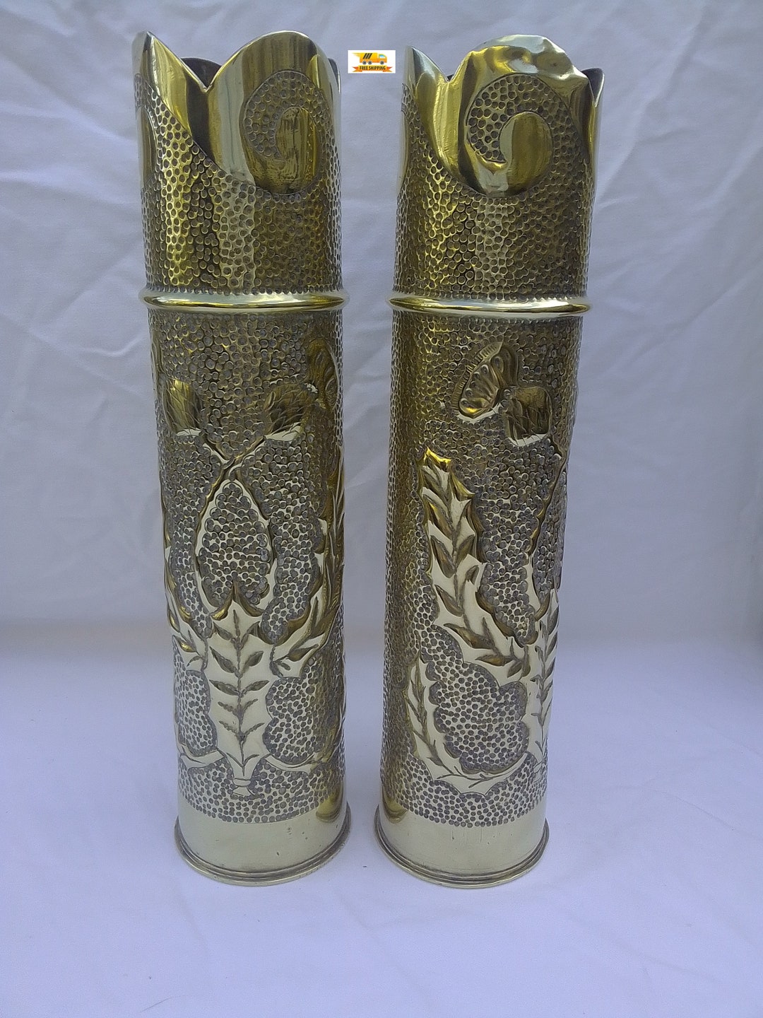 WW1 Trench Art Brass 75 DE C Artillery Shell Casings Set of 2 - Etsy