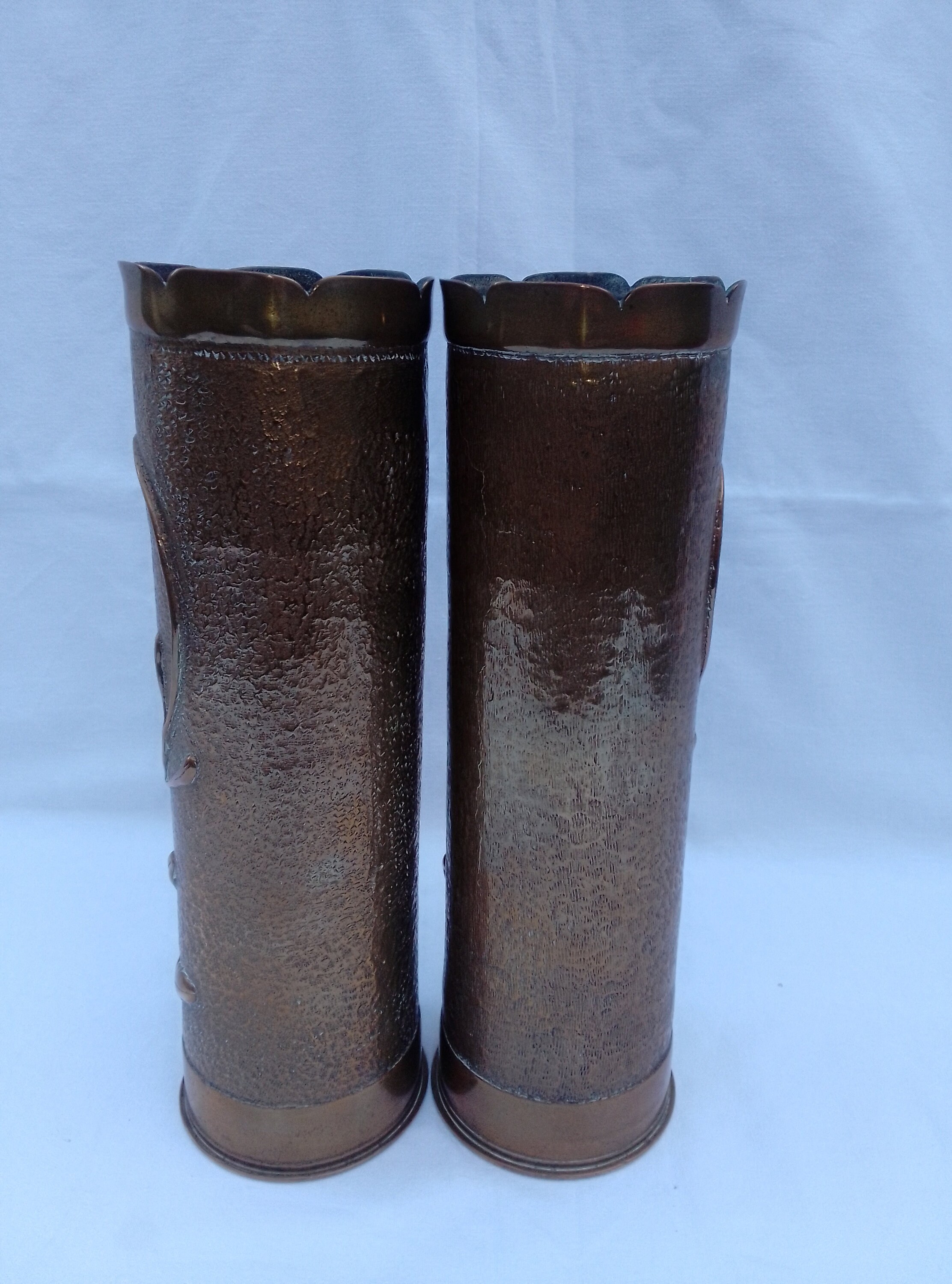 Pair of WW1 Trench Art Brass 75 DE C Artillery Shell Casings Set of 2 ...