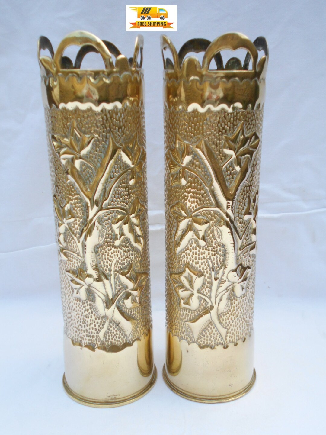 WW1 Trench Art Brass 75 DE C Artillery Shell Casings Set of 2 - Etsy