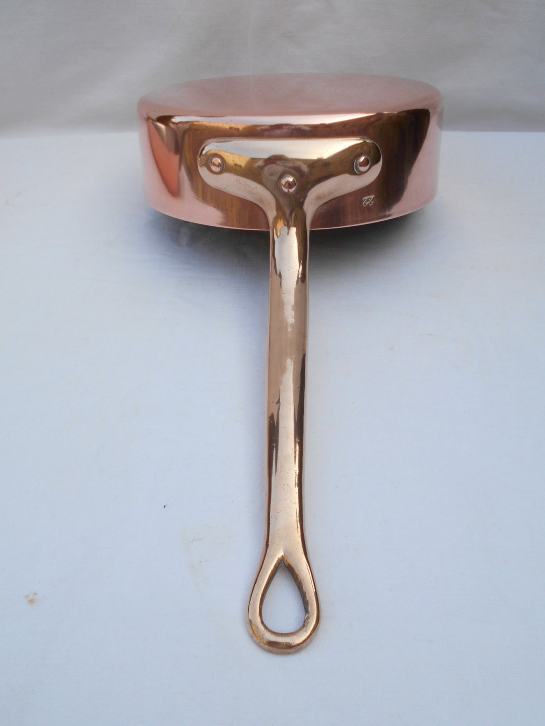Antique French Tin Lined Copper Saute Pan Stamped 22 With Bronze Handle ...