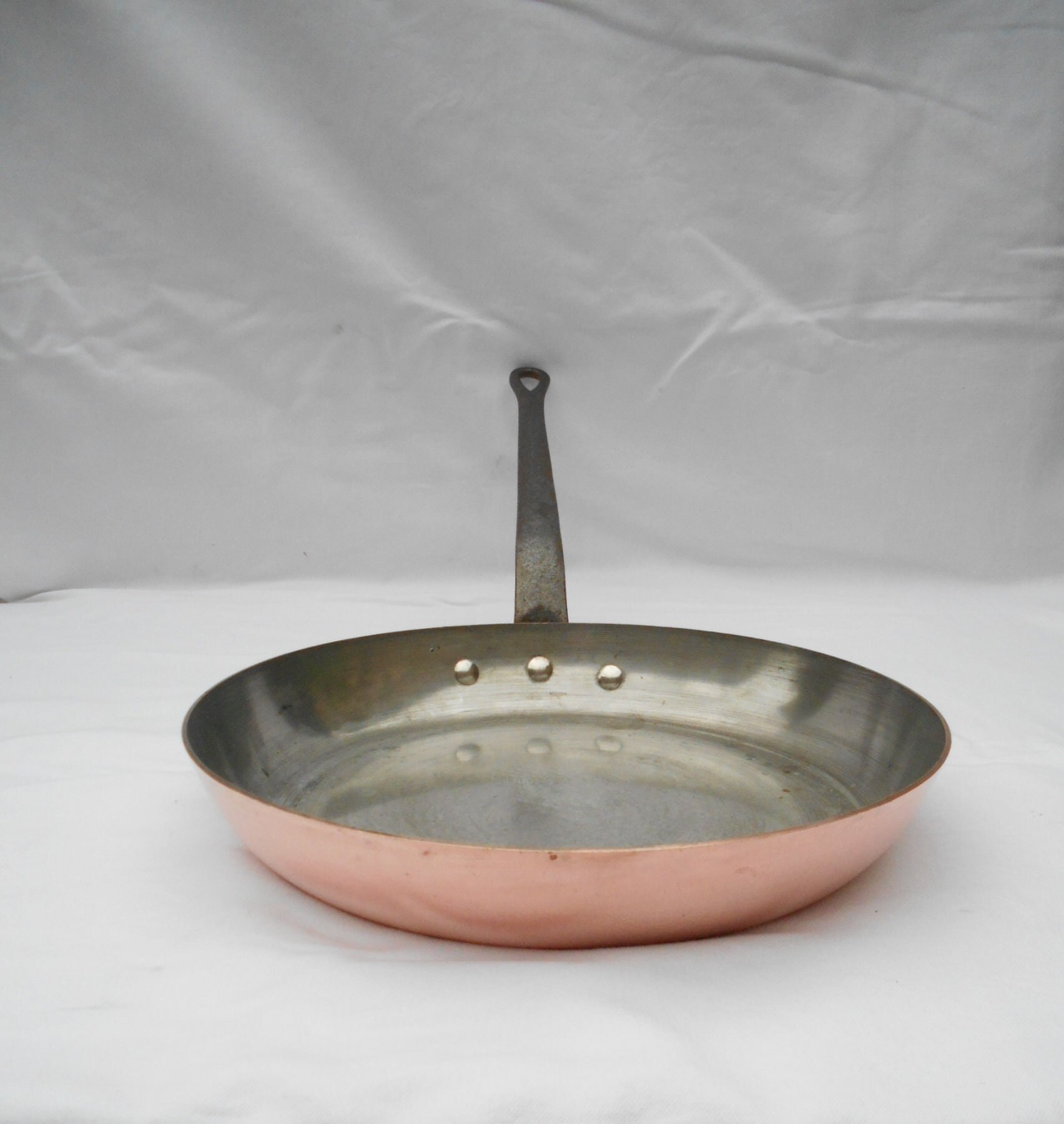 Vintage French 2MM Copper Skillet/frying Pan, 28cms Wide , Restaurant ...