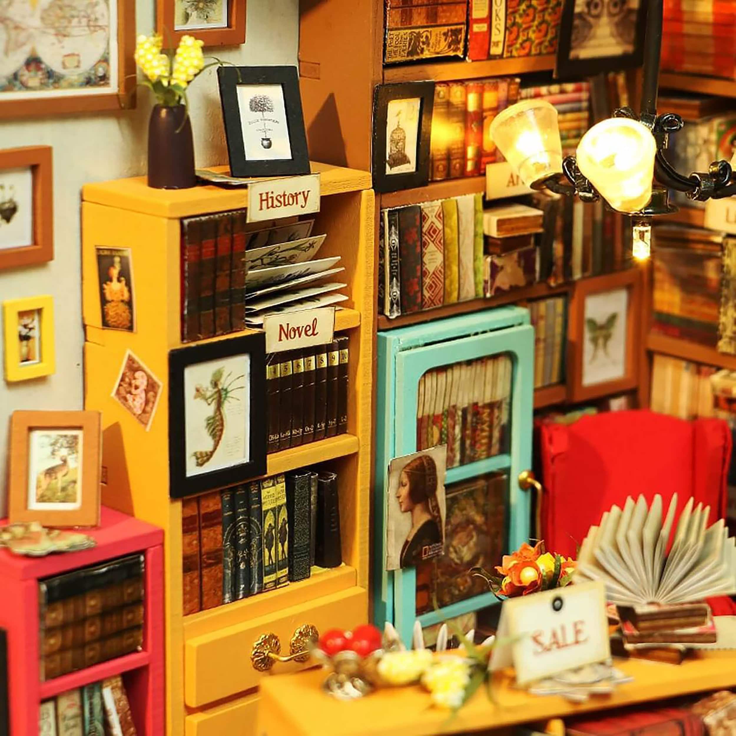 Sam's Study DIY Miniature Library Bookstore Kit 3D | Etsy