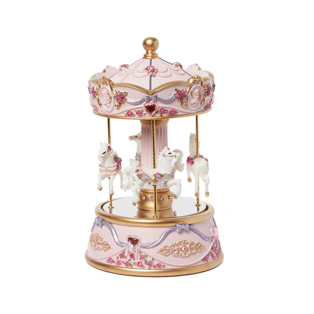 Pink Mirror Musical Carousel | Horse Music Carousel Box | Nursery ...