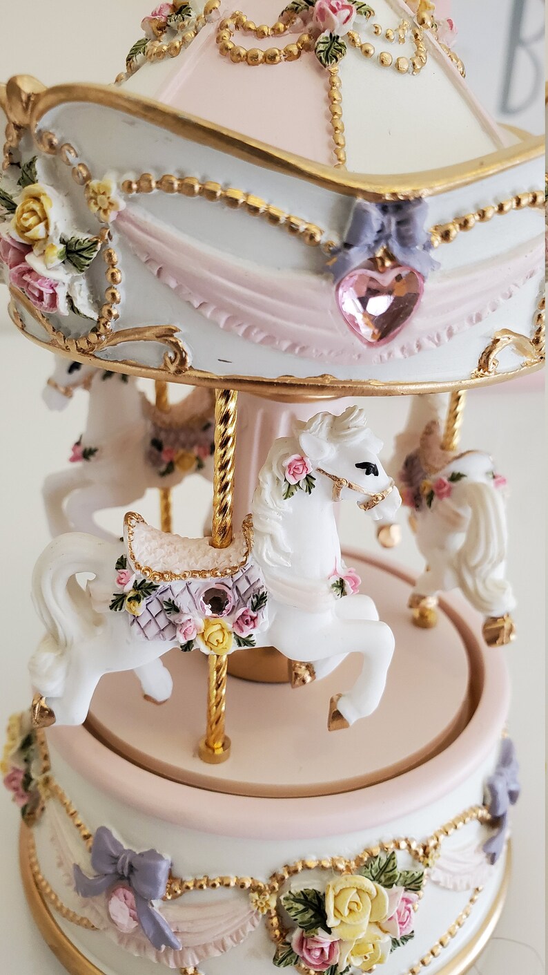 Pink Rose Musical Carousel Horse Musical Carousel Nursery - Etsy Canada