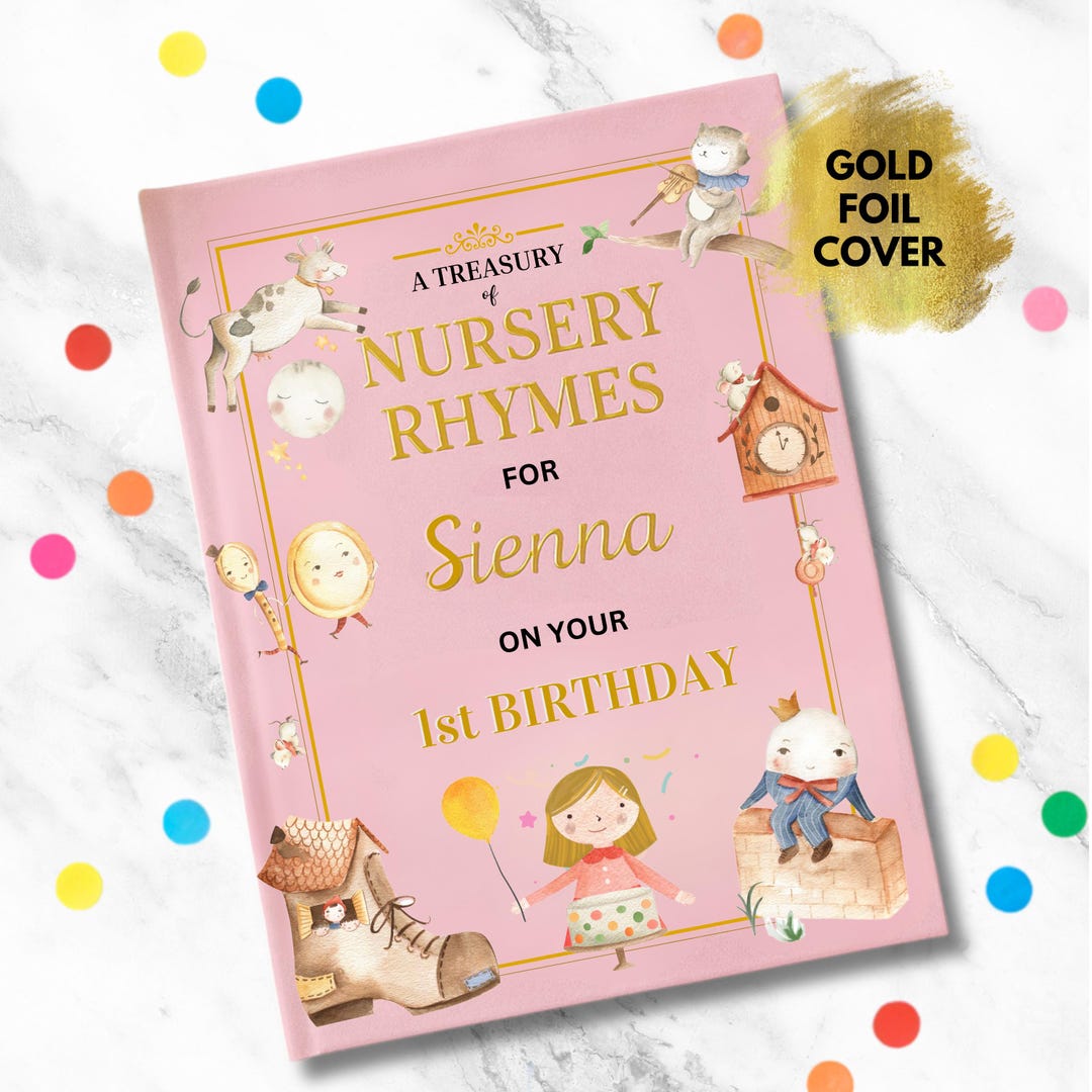 Personalized Pink Nursery Rhyme Book: Gold Foil 1st Birthday Gift - Etsy
