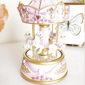 Pink Mirror Musical Carousel Horse Music Carousel Box Nursery Carousel ...