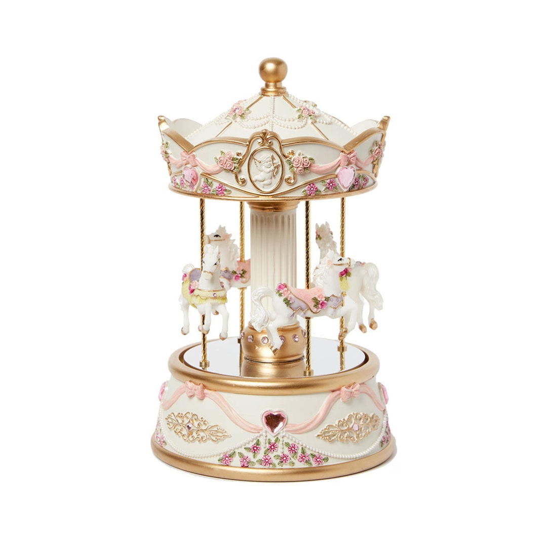 Cream Mirror Musical Carousel Horse Music Carousel Box Nursery Carousel ...