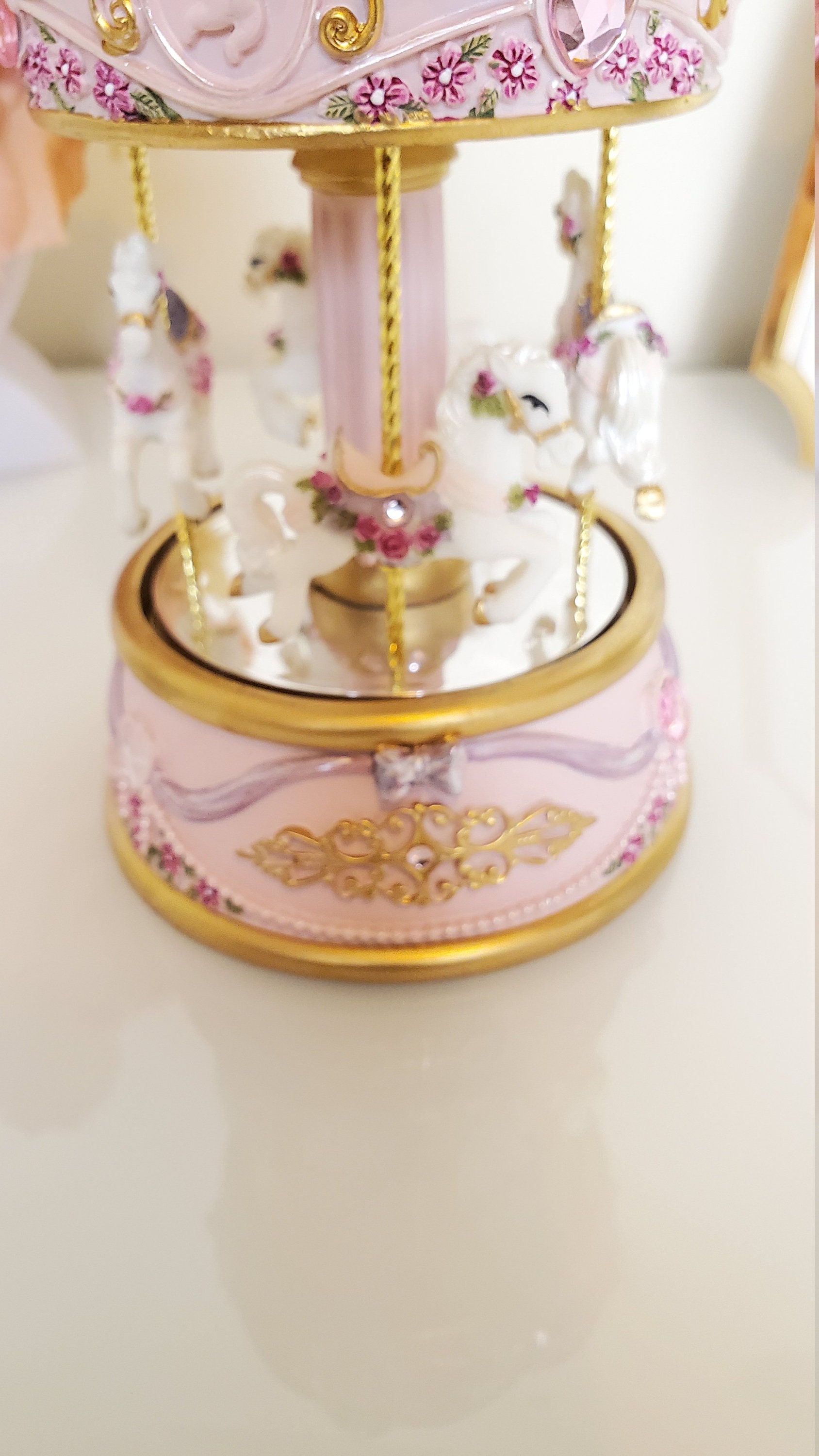 Pink Mirror Musical Carousel Horse Music Carousel Box - Etsy UK