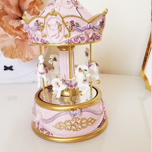 Pink Mirror Musical Carousel Horse Music Carousel Box Nursery Carousel ...