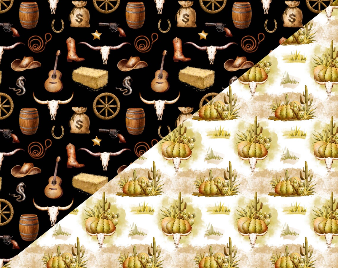 Western Digital Paper Pack Cowboy Seamless Pattern Wild West Digita ...