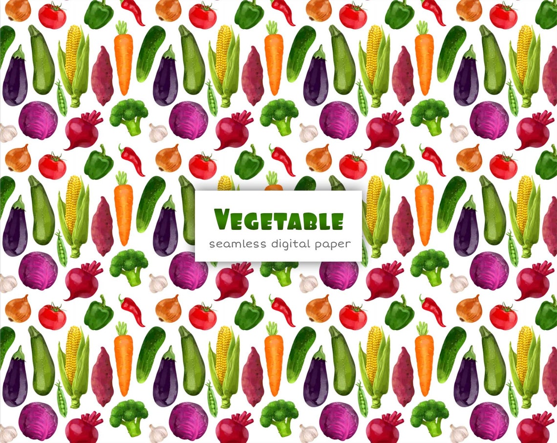 Vegetable Digital Paper Seamless Pattern Commercial Use - Etsy