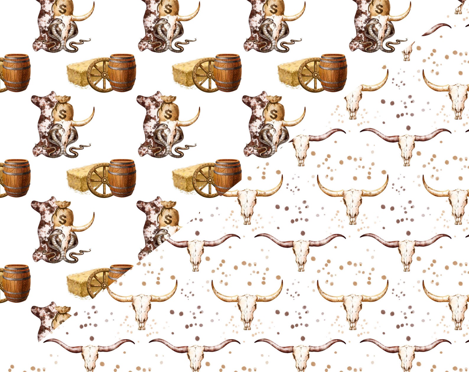 Western Digital Paper Pack Cowboy Seamless Pattern Wild West Digita ...