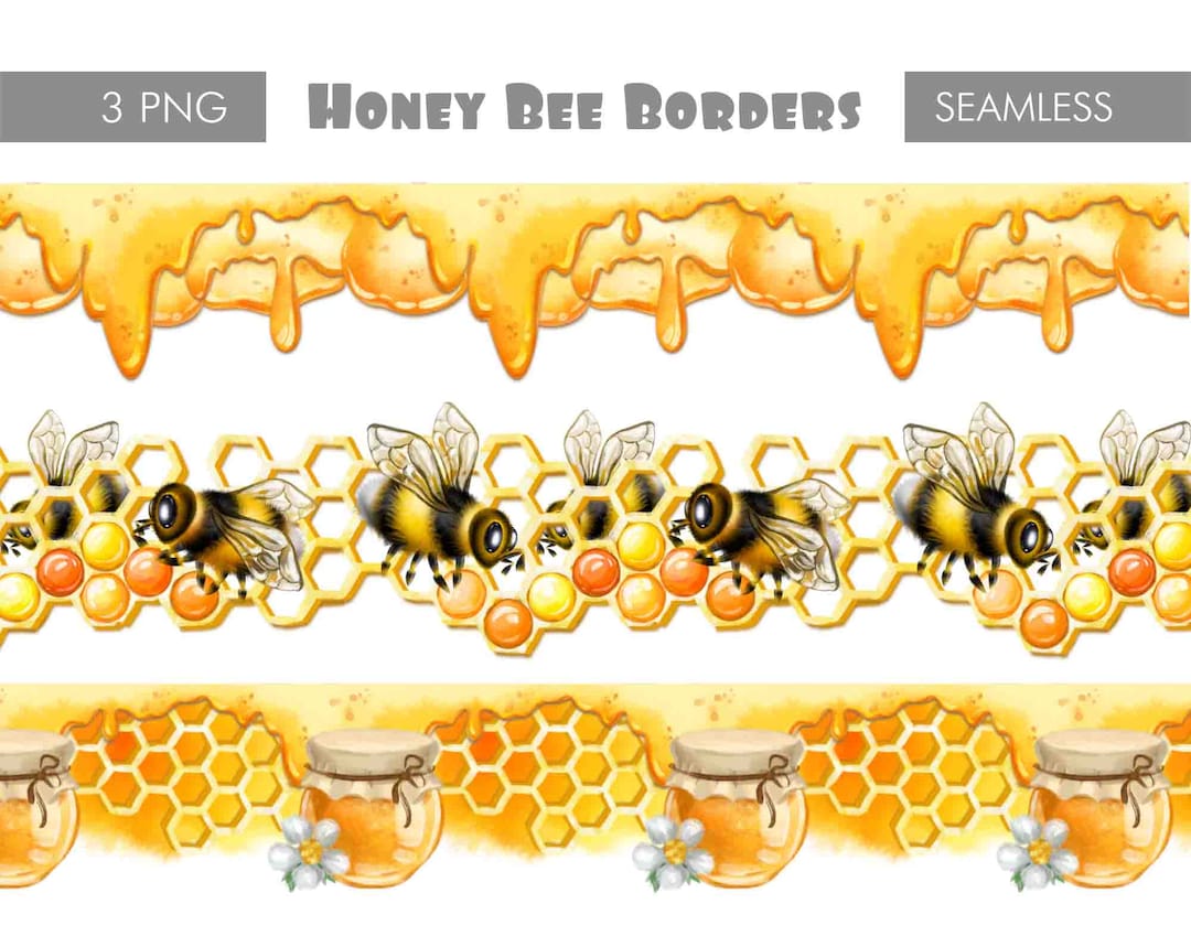 Bee Png Border Clipart Honey Seamless Border Png Files,cute Bee Digital ...