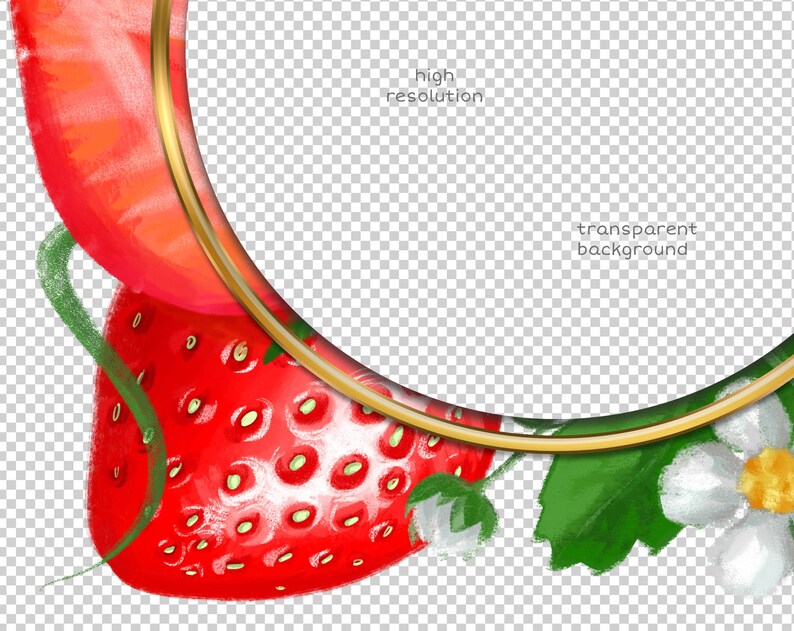 Strawberry Digital Frames and Seamless Borders Clipart - Etsy