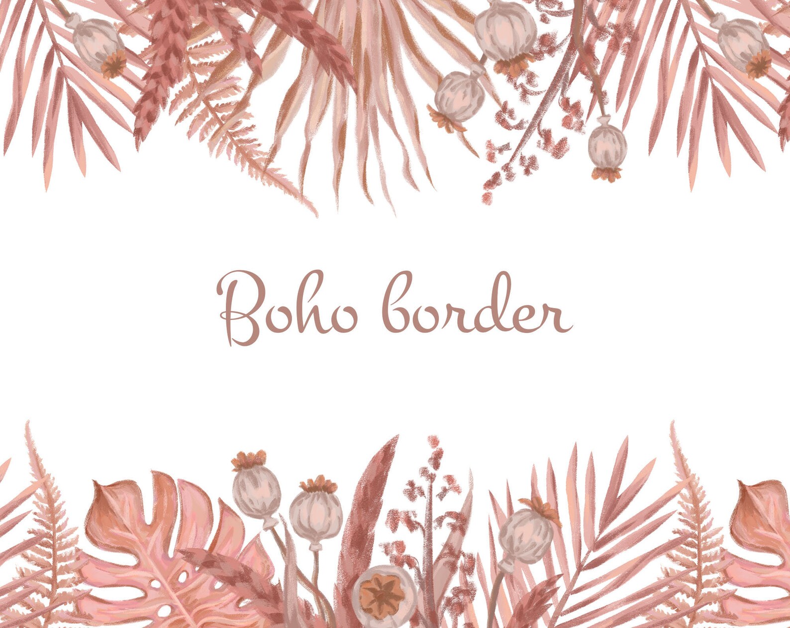 Boho Png Clipart Digital Frames and Seamless Border for Floral - Etsy