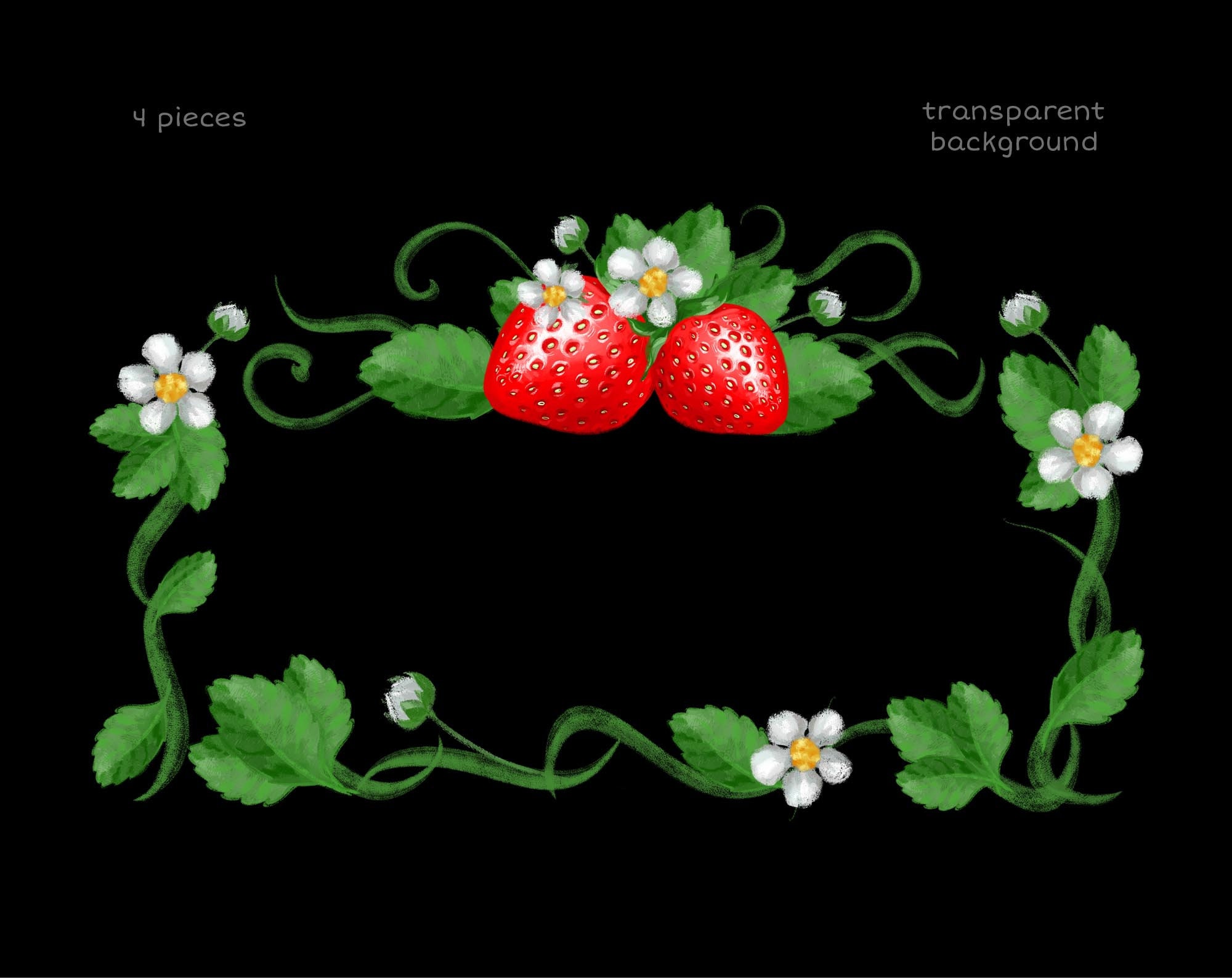 Strawberry Border Clipart Png Files Rectangle Digital Frames Png ...