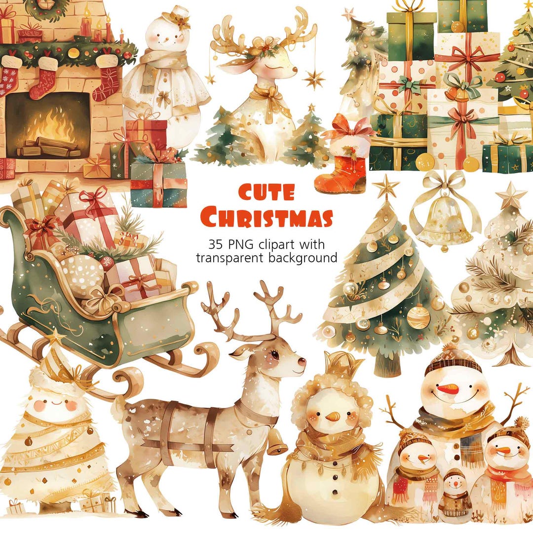 Christmas Png Clipart Set Transparent Background,cute Holiday ...