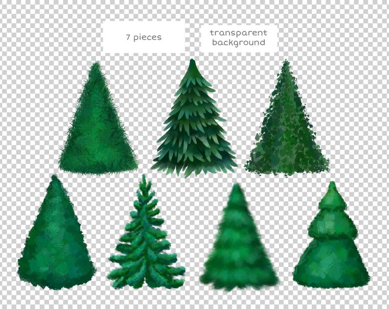 Christmas Tree PNG Clipart Pine Tree Illustrations Digital - Etsy