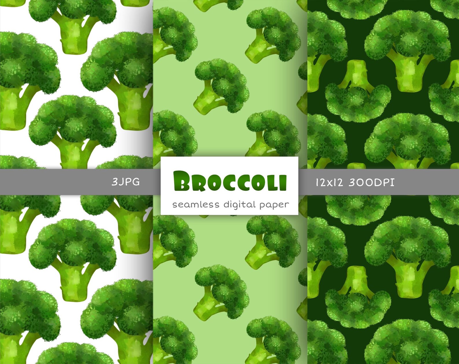 Broccoli Digital Paper Free Commercial Usebroccoli Seamless - Etsy