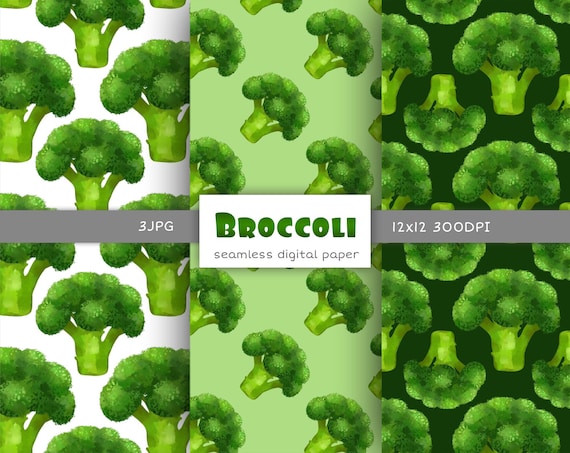 Broccoli Digital Paper Free Commercial Usebroccoli Seamless - Etsy