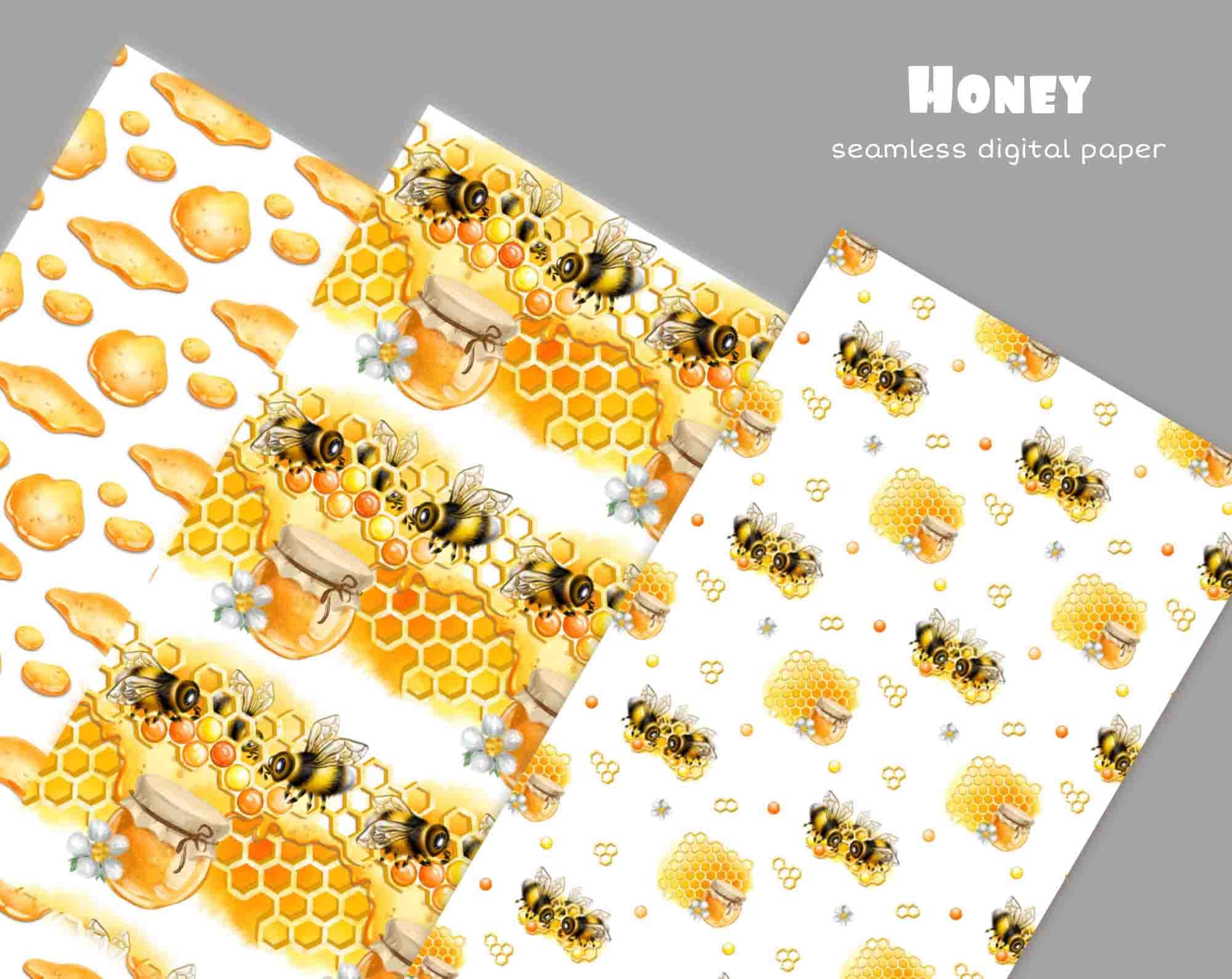 Honey Digital Paper Pack Bee Seamless Patternhoney Digital - Etsy