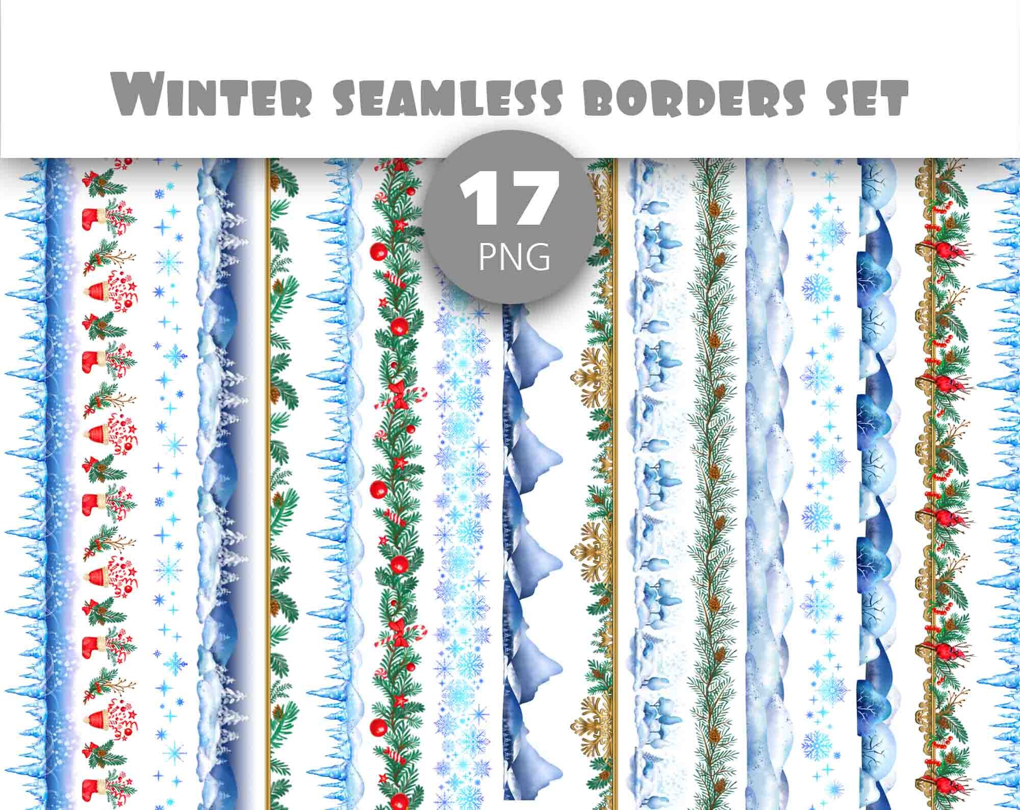 Christmas Clipart Png Winter Seamless Border Clipart Png Set - Etsy