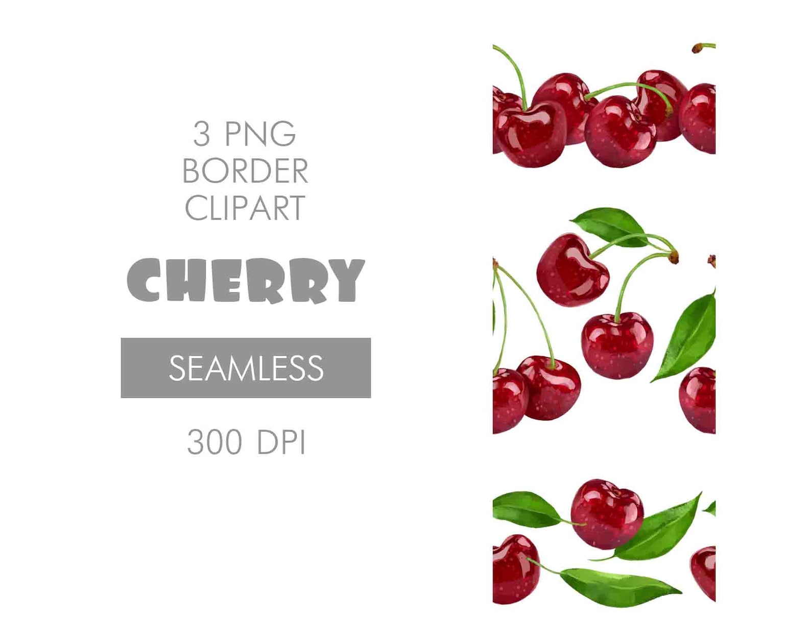 Cherry Png Border Clipart Digital Downloadsummer Png Seamless | Etsy UK