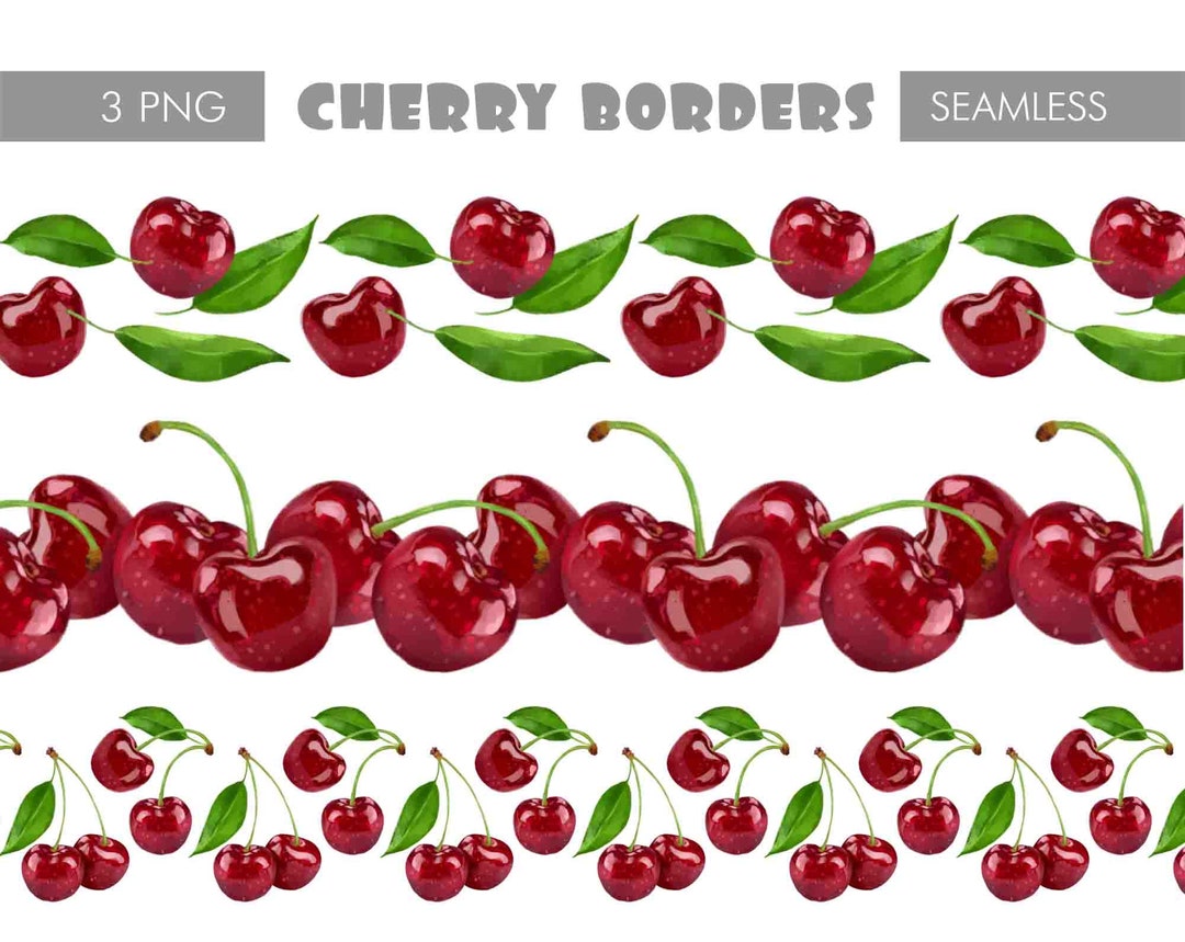 Cherry Png Border Clipart Digital Download,summer Png Seamless Files ...