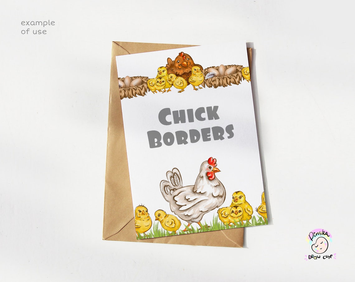 Chicken Border Clipart Png Digital Downloadhen Seamless - Etsy