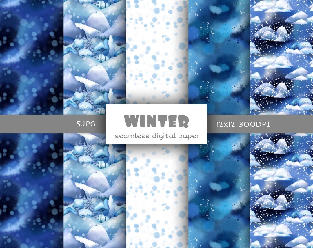 Christmas Digital Paper Winter Wonderland Seamless Pattern Digital ...