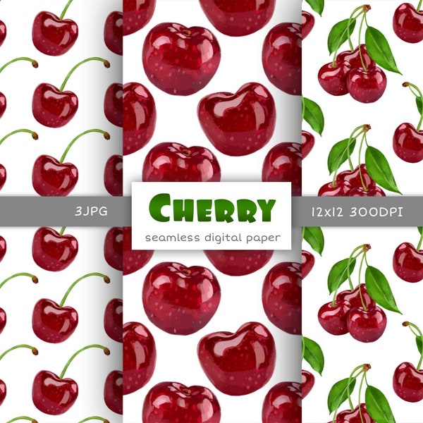 Cherry Digital Paper - Etsy
