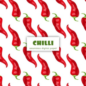 Chili Digital Paper Pack,red Hot Pepper Seamless Pattern Digital ...