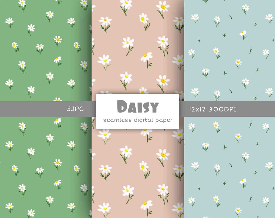 Daisy Digital Paper Floral Seamless Pattern,flower Printable Paper ...