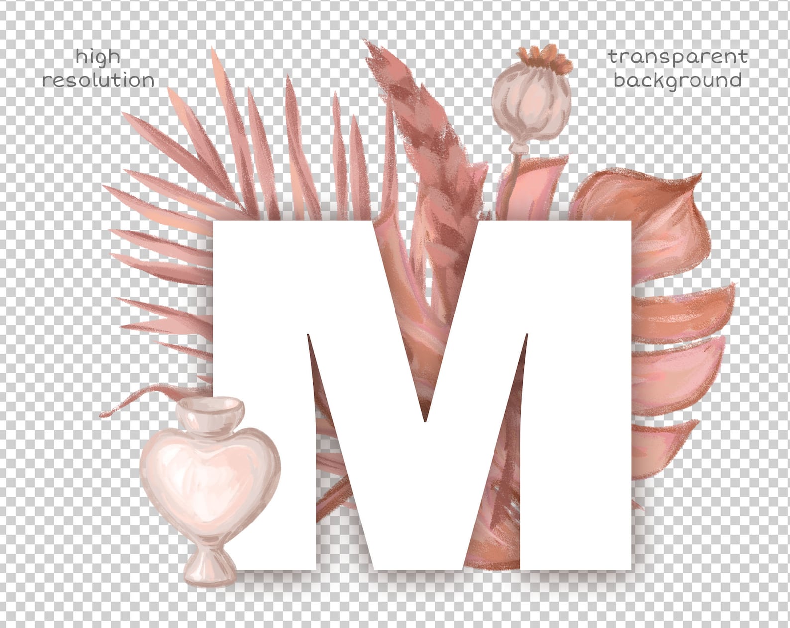 Boho Letter Png Clipartfloral Alphabet Clipart Digital - Etsy