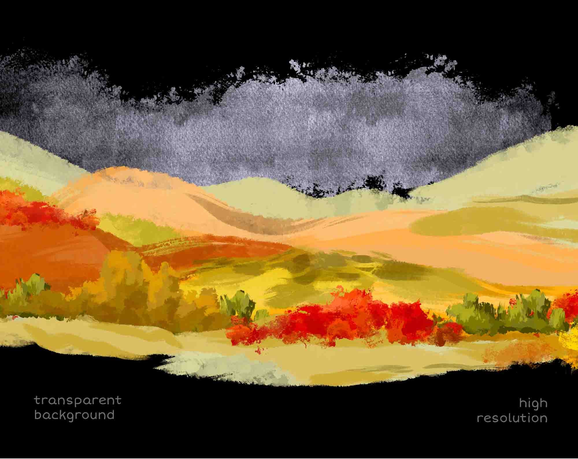 Fall Png Clipart Autumn Landscape Seamless Border Png File - Etsy